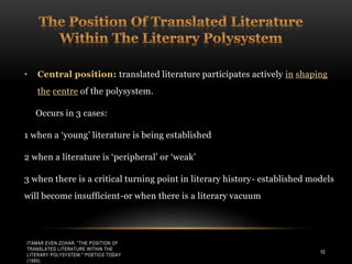 The position of Translated Literature within the Literary Polysystem | PPTX