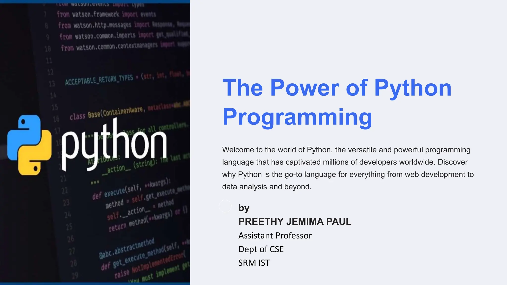 The-Power-of-Python-Programming.pptx | Programming Languages | Computing