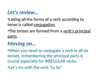 The-Principle-Parts-of-Verbs.ppt introduction of verb tenses | PPT