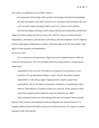 The Private Victory and the Student Readiness Inventory: Three Habits ...