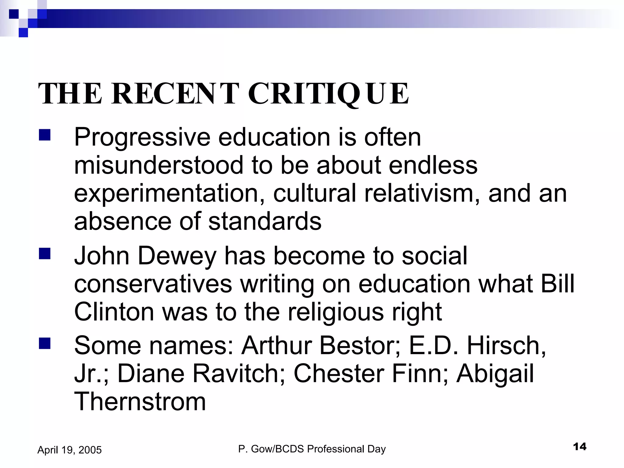 The Progressive Education Tradition | PPT