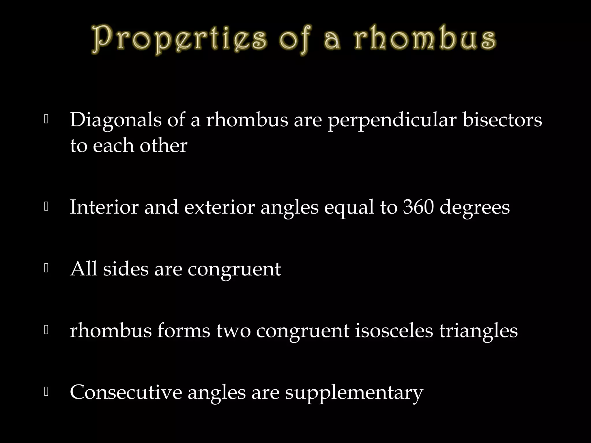 The Properties Of A Rhombus | PPT