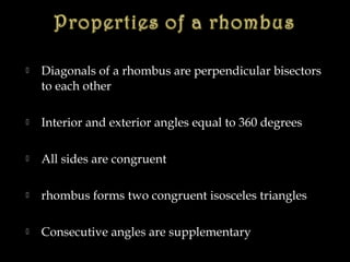 The Properties Of A Rhombus | PPT