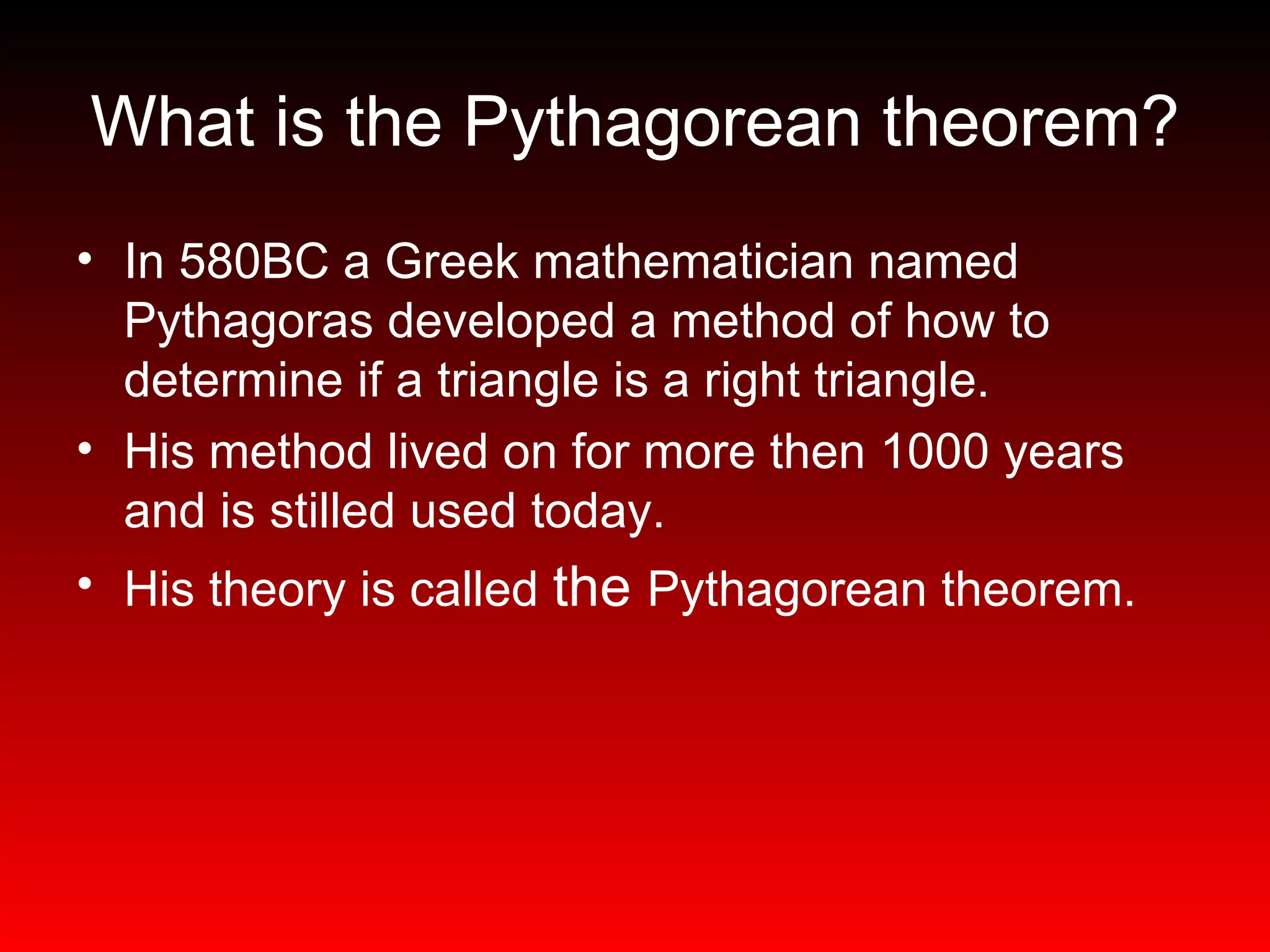 The Pythagorean Theorem | PPT