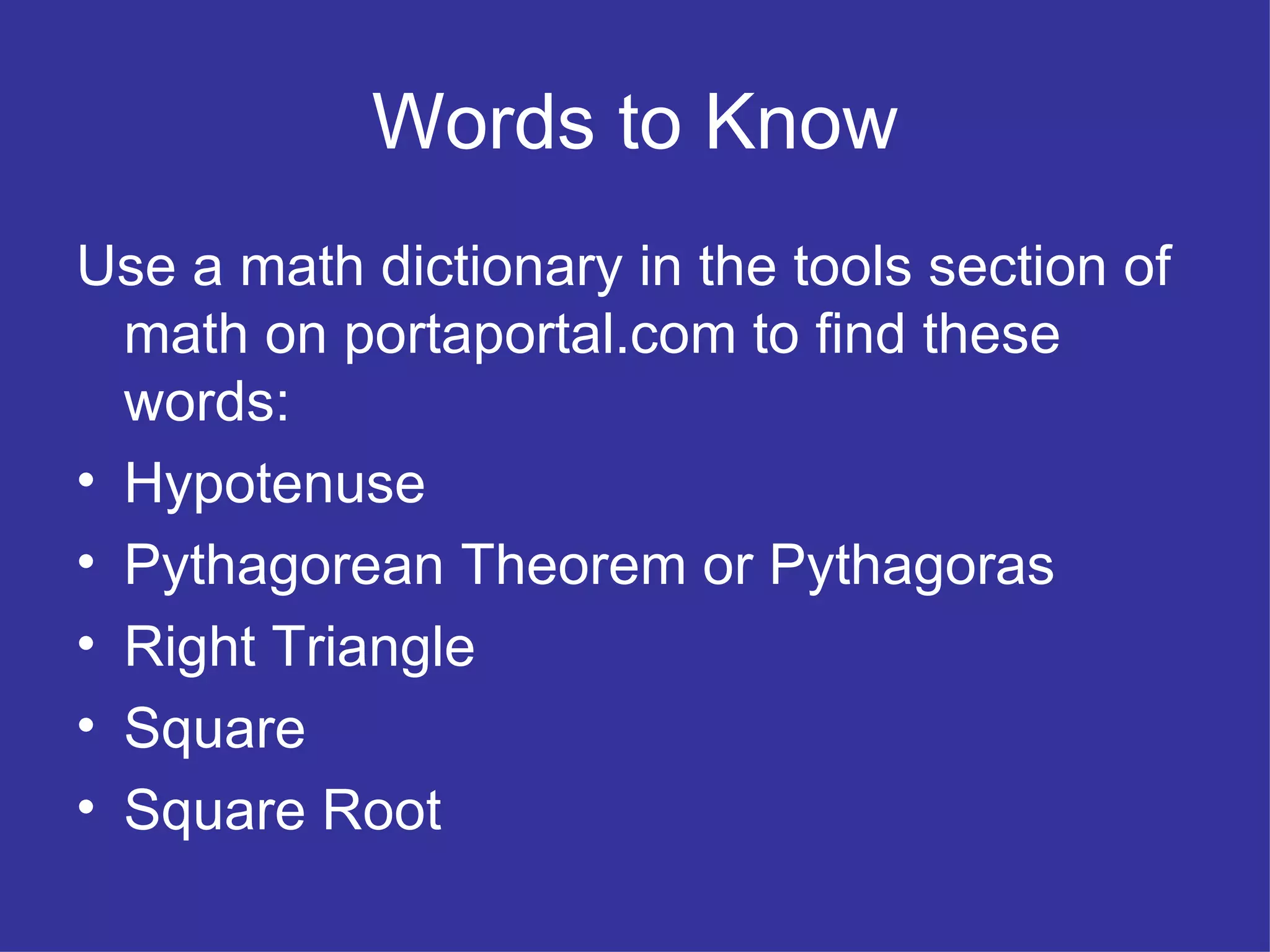 The Pythagorean Theorem | PPT