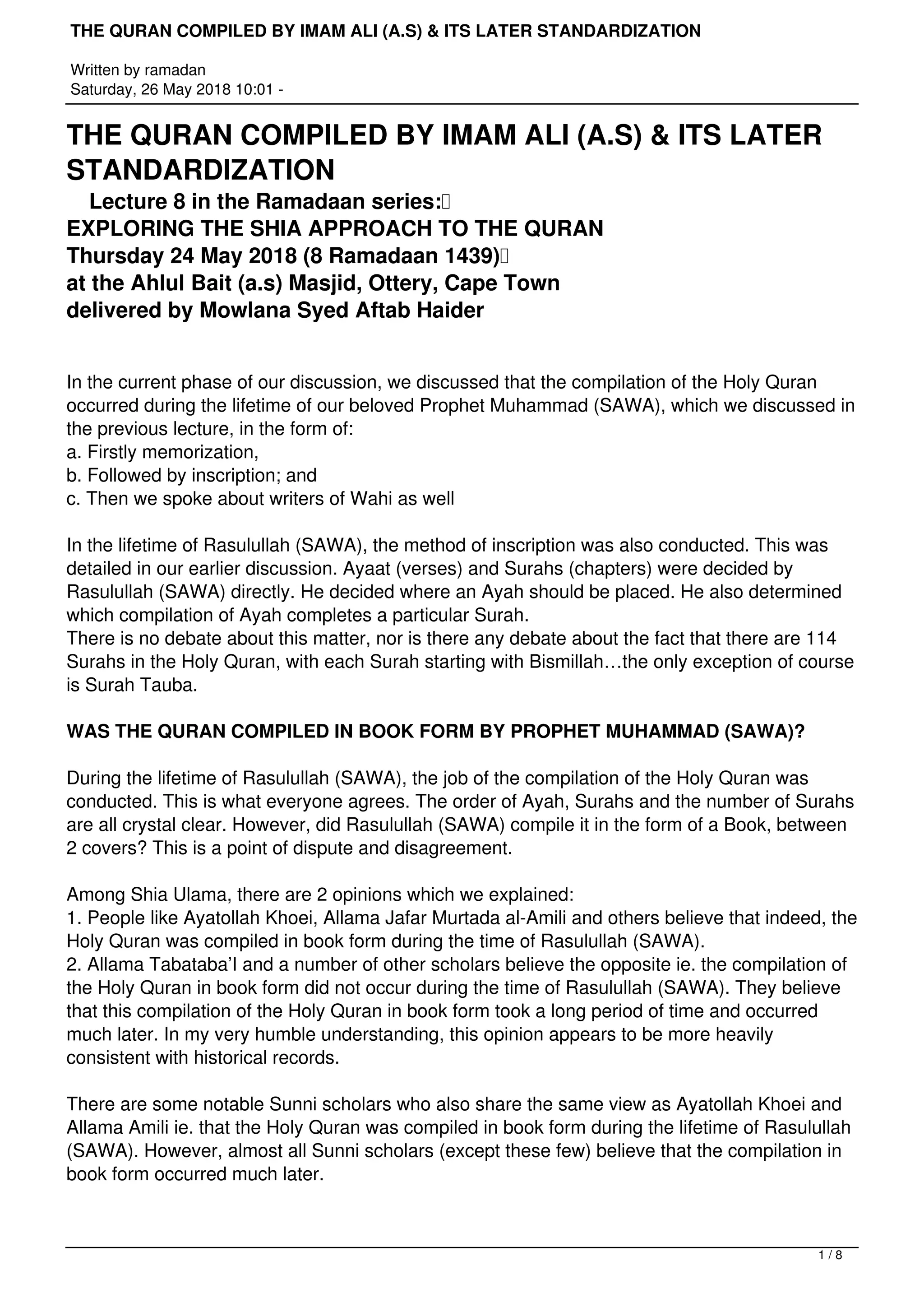 The quran-compiled-by-imam-ali-as-a-its-later-standardization- | PDF