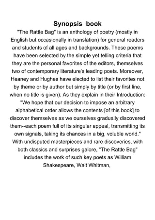 The Rattle Bag: An Anthology of Poetry amazon | PDF