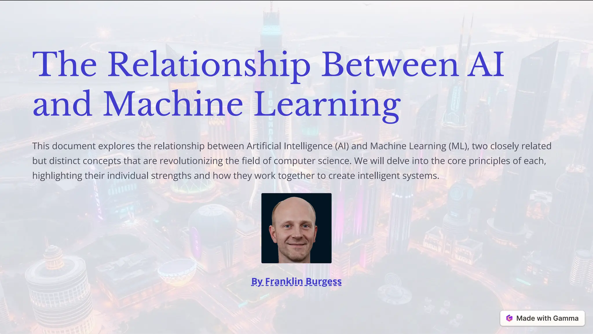 Franklin Burgess - The Relationship Between AI and Machine Learning | PDF | Artificial ...
