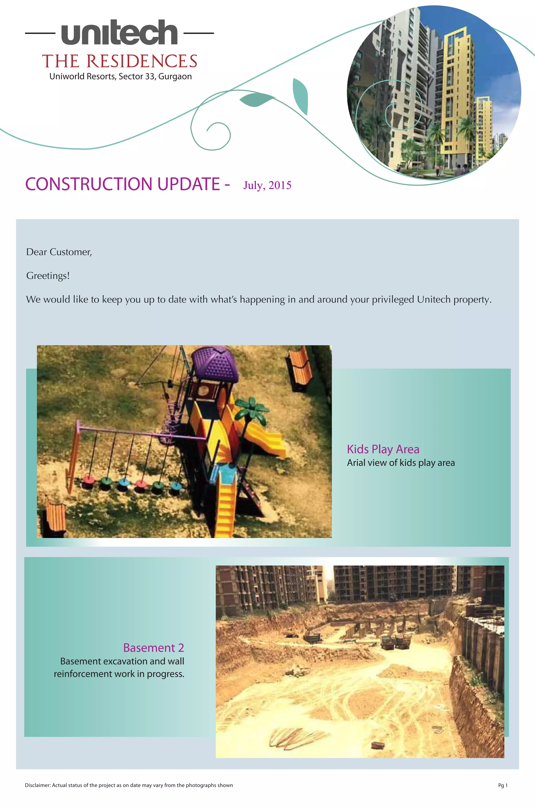 Unitech Residences Construction Update | PDF