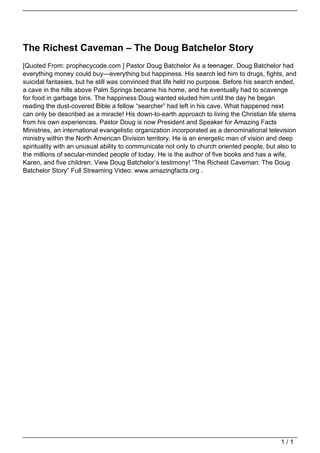 The Richest Caveman – The Doug Batchelor Story | PDF