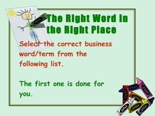 The Right Word Location | PPT
