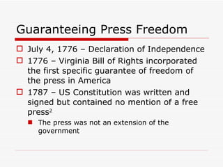 The Rise Of A Free Press | PPT