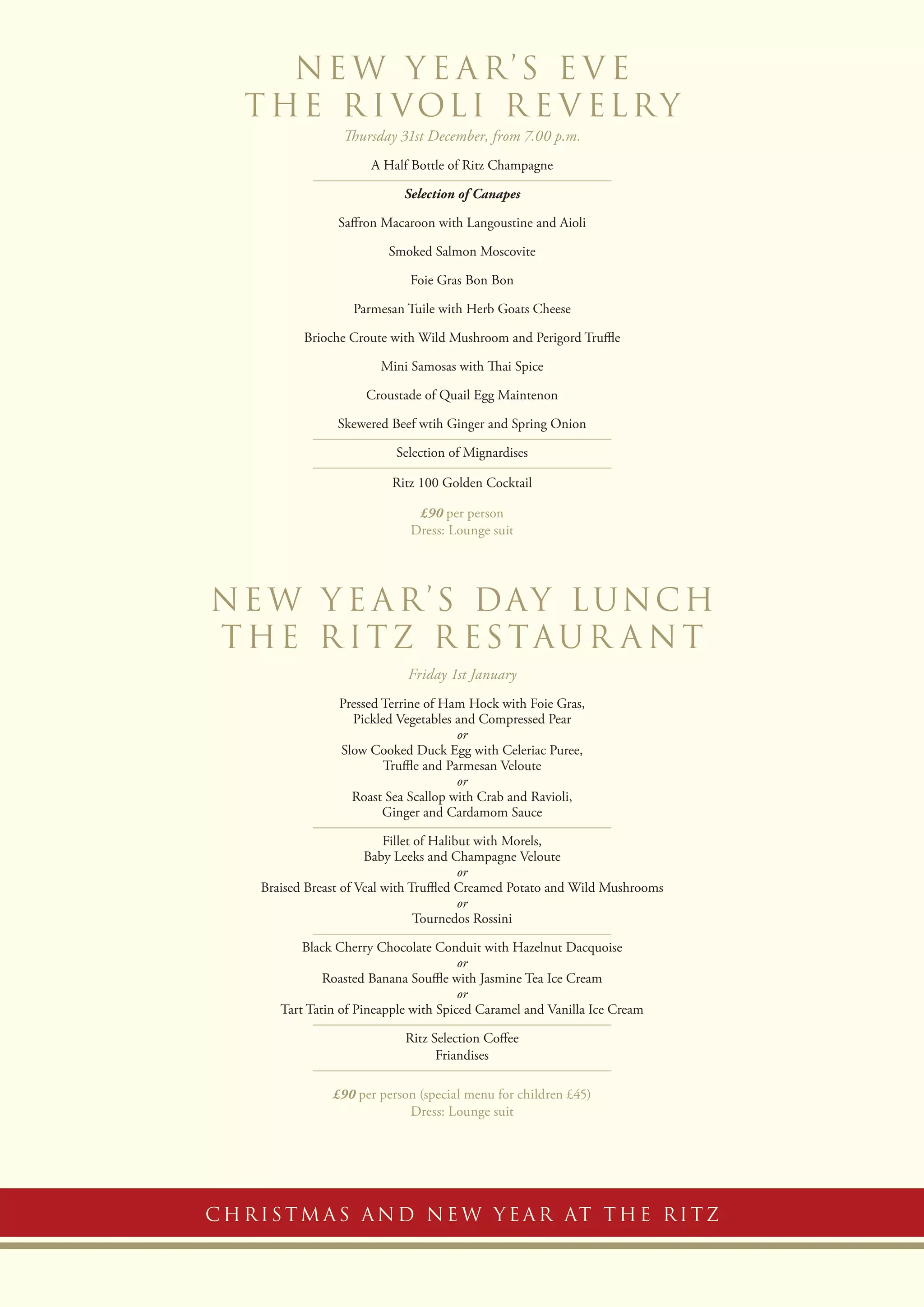 The Ritz London - Christmas Menu 2009 | PDF