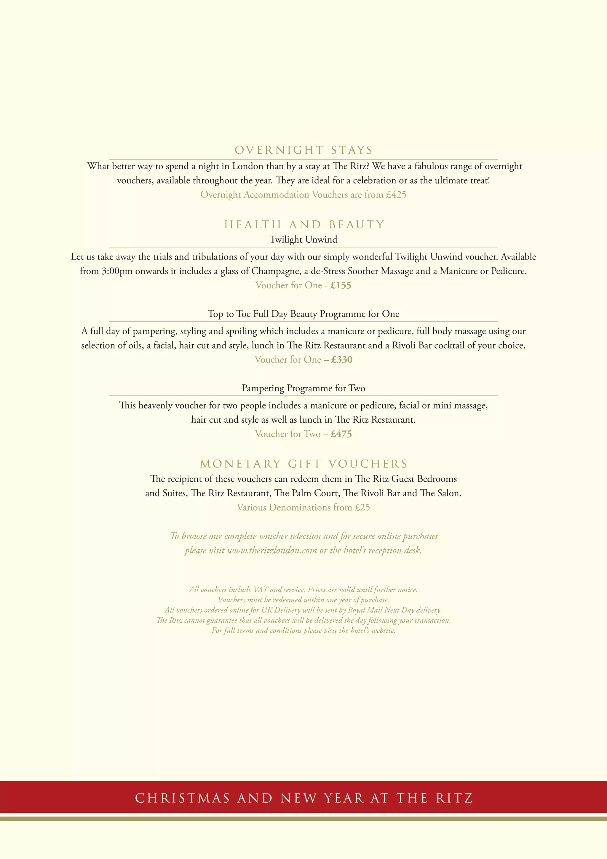 The Ritz London - Christmas Menu 2009 | PDF