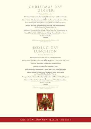 The Ritz London - Christmas Menu 2009 | PDF