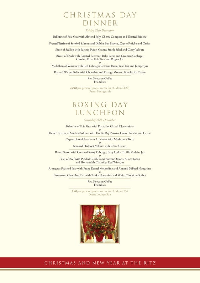 The Ritz London - Christmas Menu 2009 | PDF