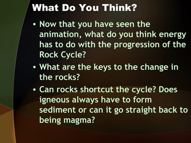 The rock cycle presentation for rock formation in different layers | PPT