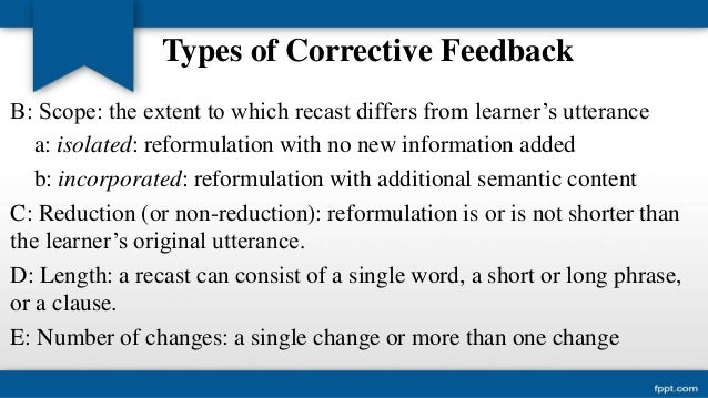 The role of corrective feedback in second language learning