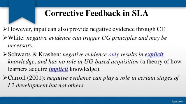 The role of corrective feedback in second language learning