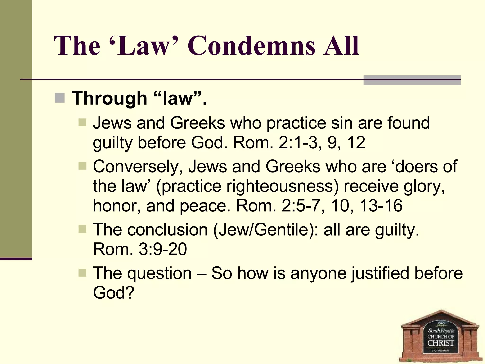 The Role of 'Law' in your Salvation | PPT