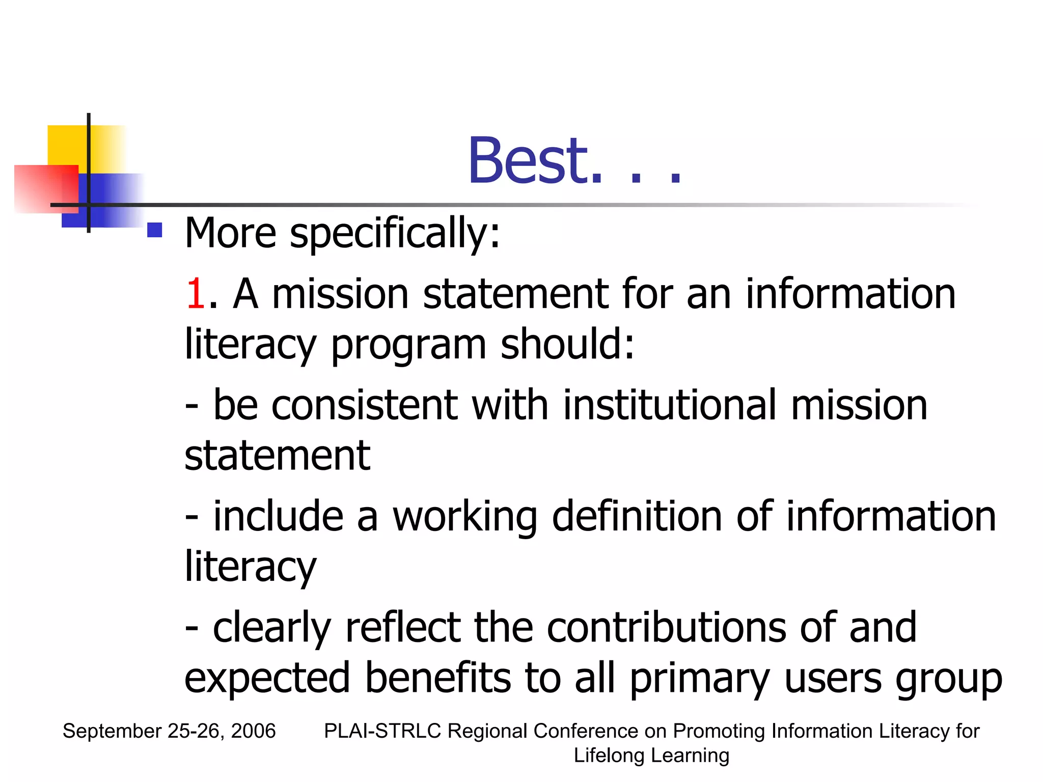 The Role of Libraries and Librarians in Information Literacy | PPT