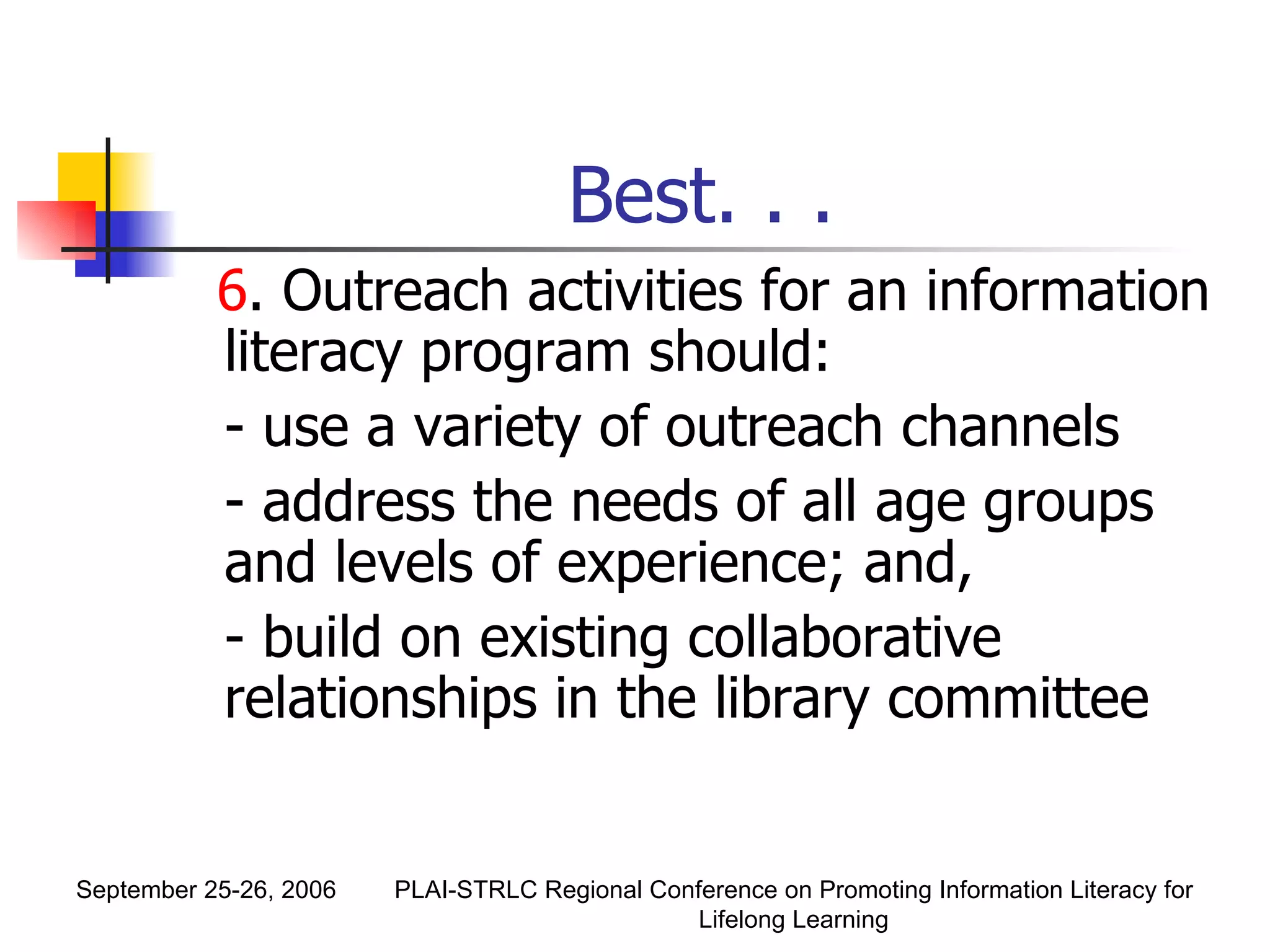The Role of Libraries and Librarians in Information Literacy | PPT