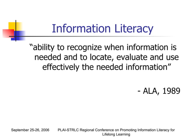 The Role of Libraries and Librarians in Information Literacy | PPT