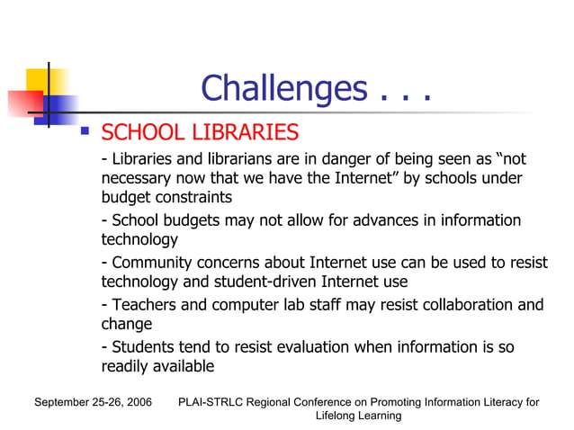 The Role of Libraries and Librarians in Information Literacy | PPT