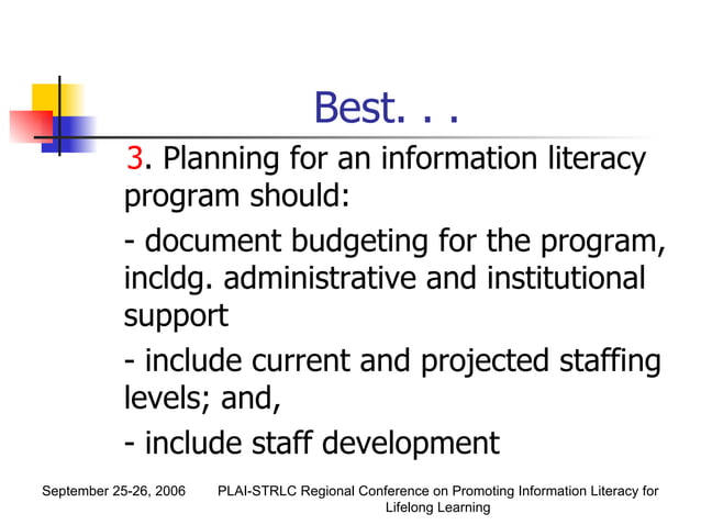 The Role of Libraries and Librarians in Information Literacy | PPT