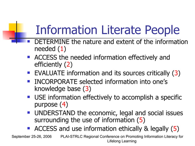 The Role of Libraries and Librarians in Information Literacy | PPT