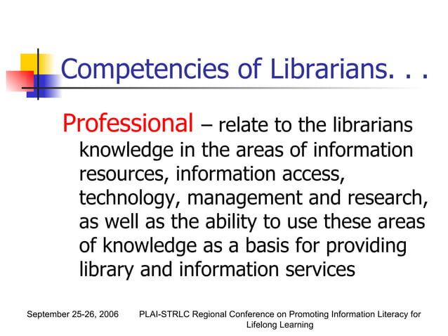 The Role of Libraries and Librarians in Information Literacy | PPT