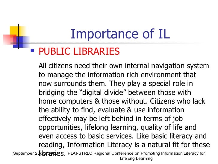 The Role of Libraries and Librarians in Information Literacy