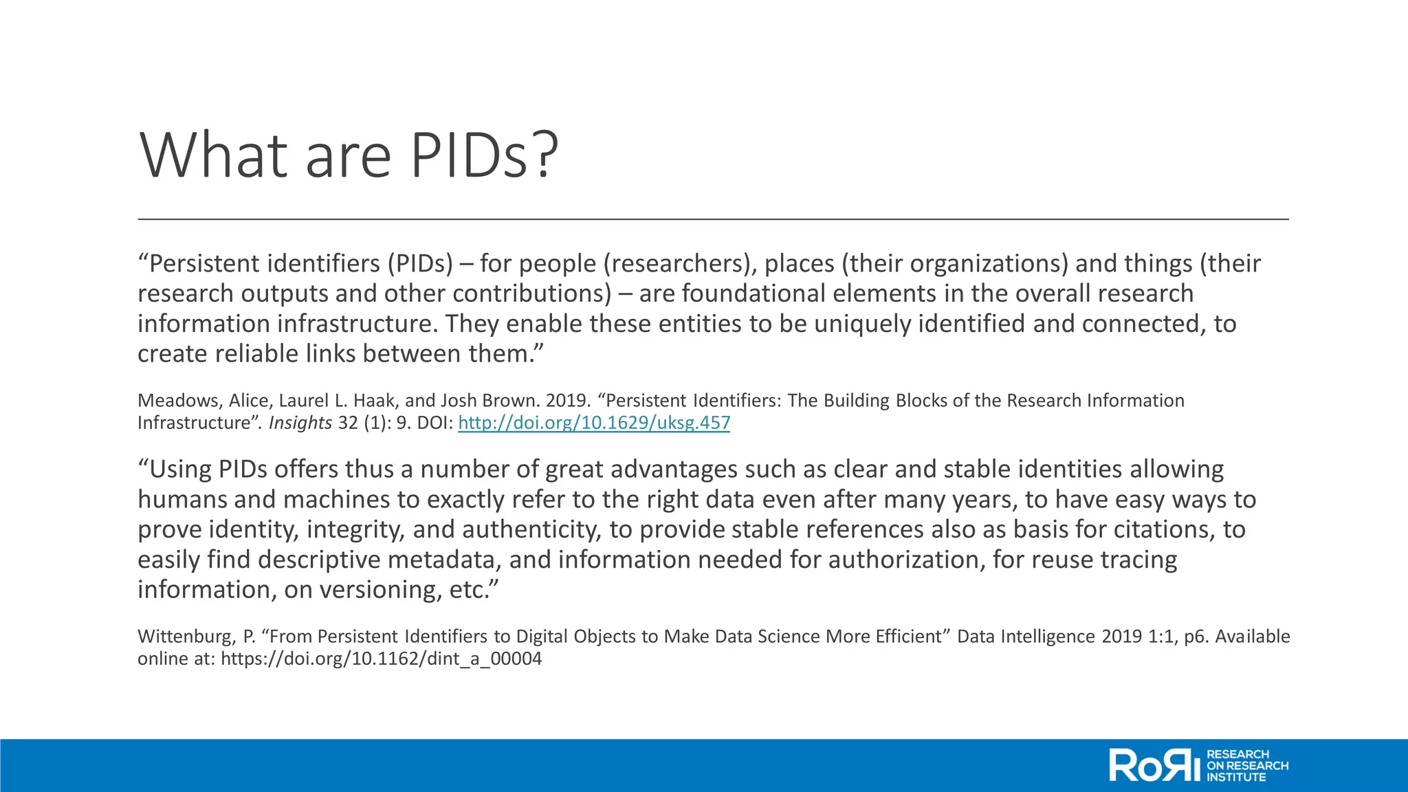 The role of persistent identifiers in open research | PDF
