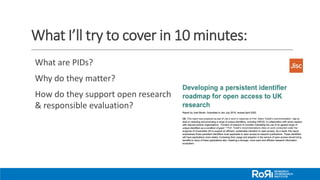 The role of persistent identifiers in open research | PPT