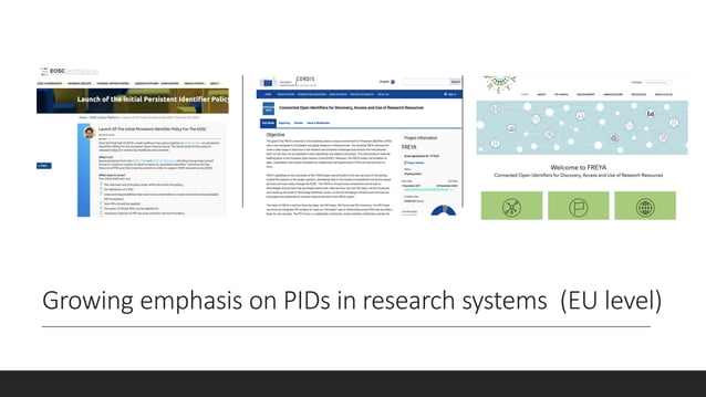 The role of persistent identifiers in open research | PPT