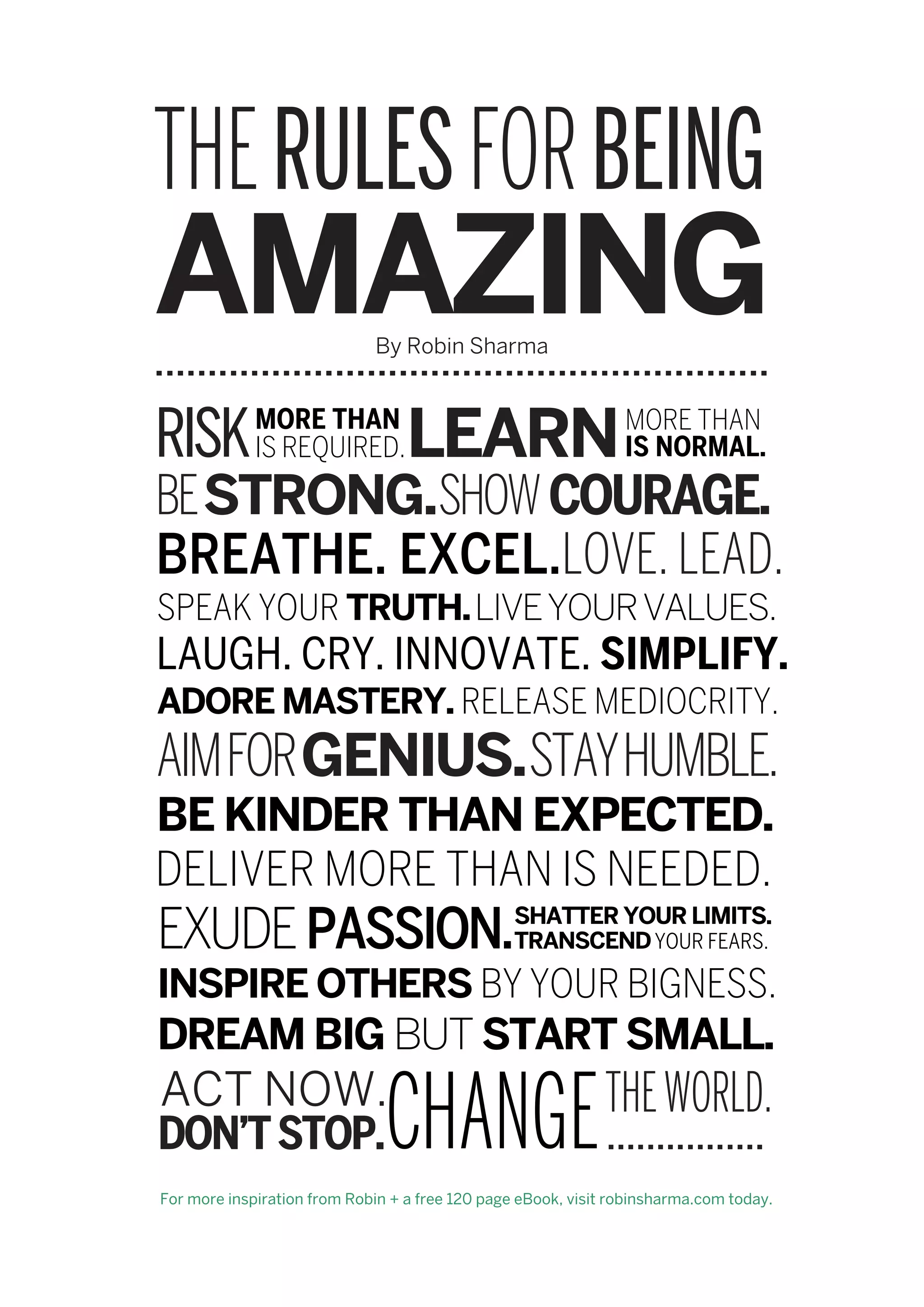 The rules for being amazing - Robin Sharma | PDF
