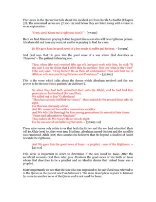 The sacrificial son Ishmael or Isaac | PDF