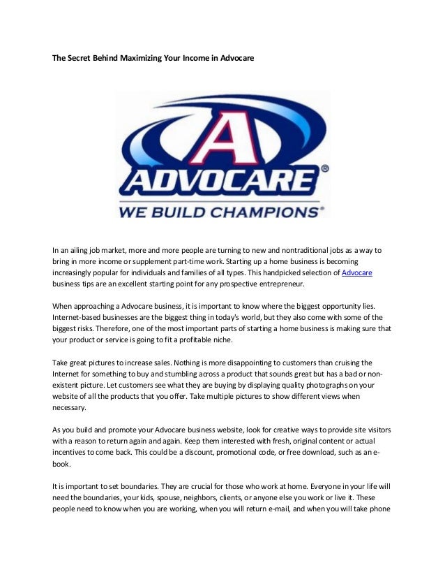 The Secret Behind Maximizing Your Income in Advocare The Secret Behind Maximizing Your Income in Advocare