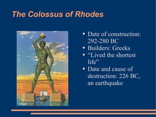 The Seven Wonders Of The Ancient Worls | PPT