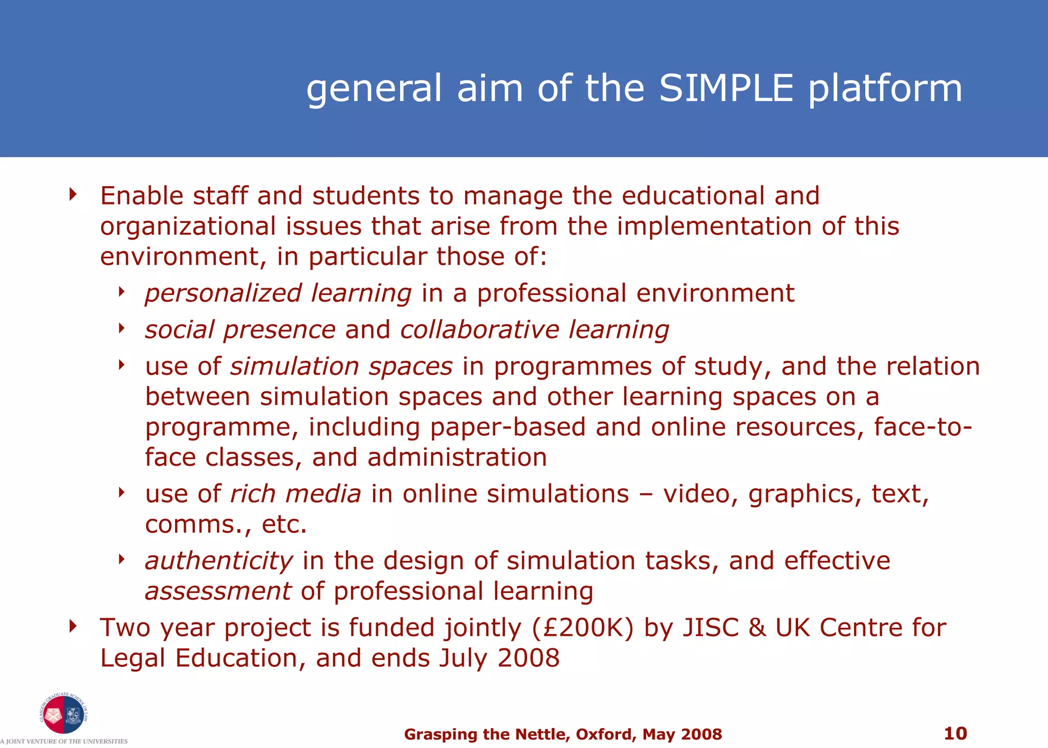 The SIMPLE Project - transactional learning & plagiarism | PPT