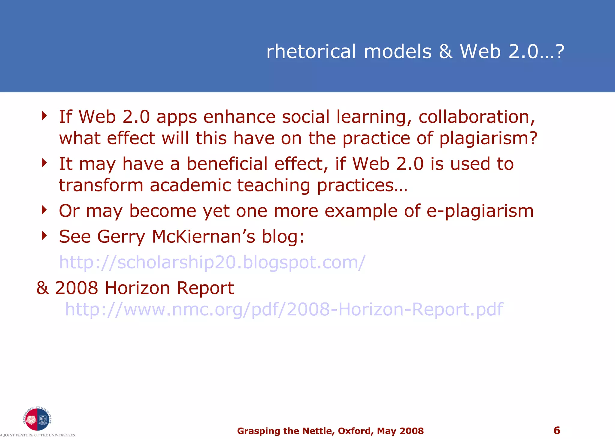 The SIMPLE Project - transactional learning & plagiarism | PPT