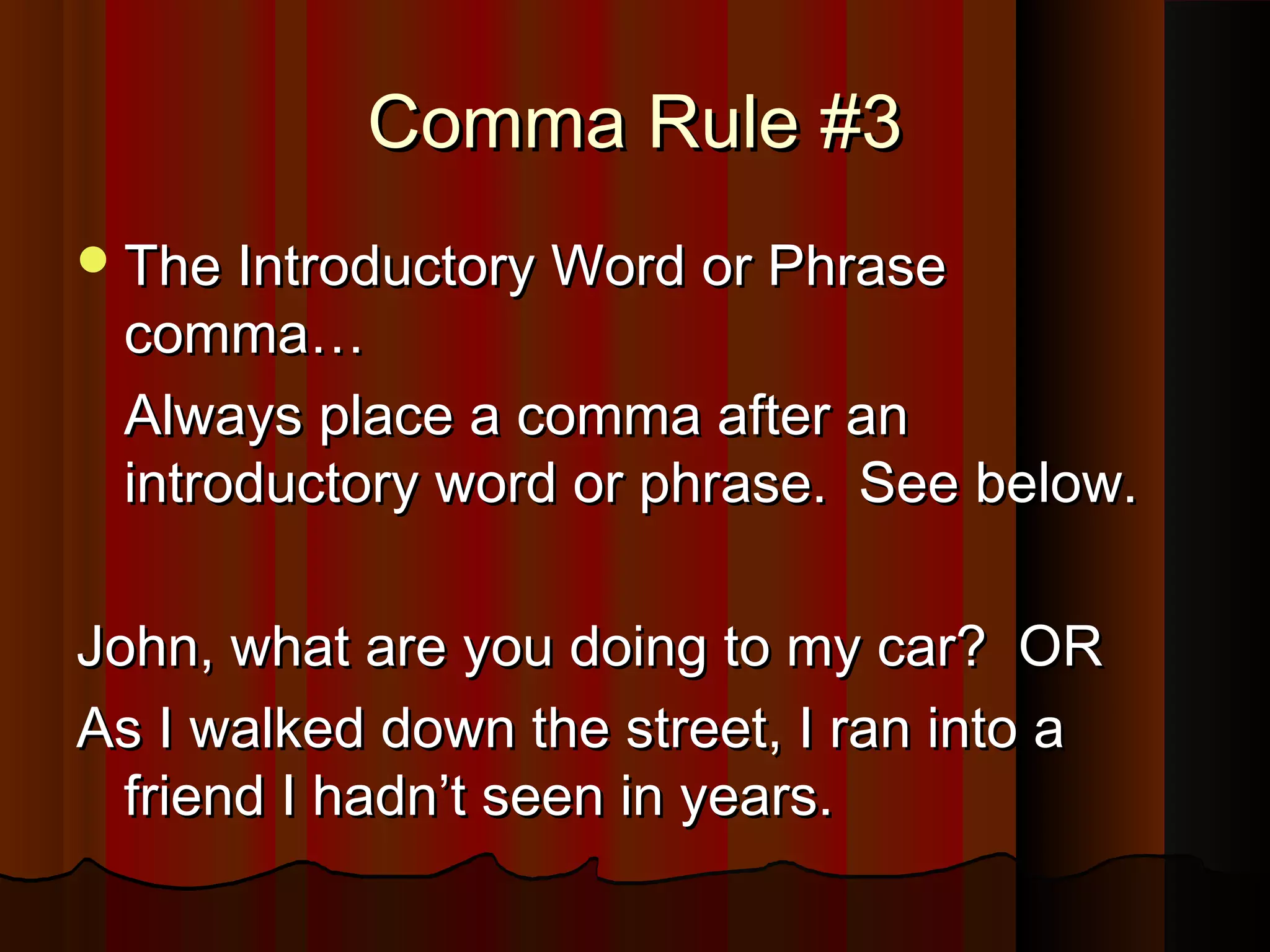 Comma Rules PowerPoint | PPT