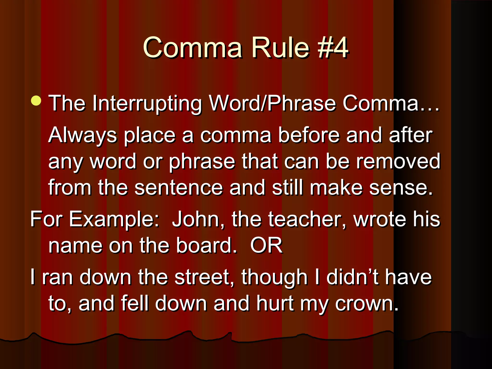 Comma Rules PowerPoint | PPT