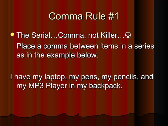 Comma Rules PowerPoint | PPT | Honeymoons and Getaways | Travel Type