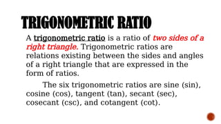 The six trigonometric functions (SOHCAHTOA) | PPTX