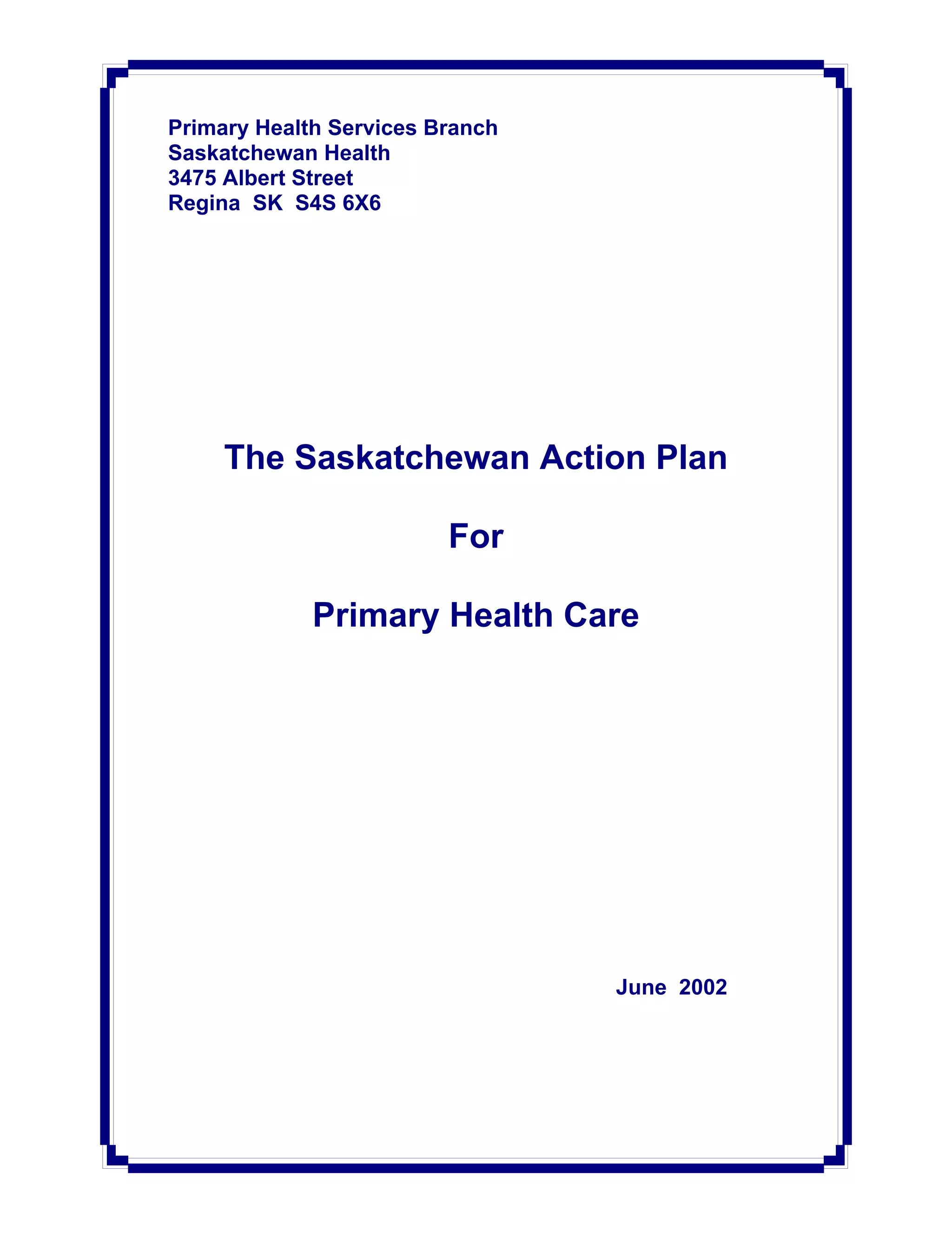 The Sk Action Plan For Primary Health Care | PDF | Physical Therapy ...