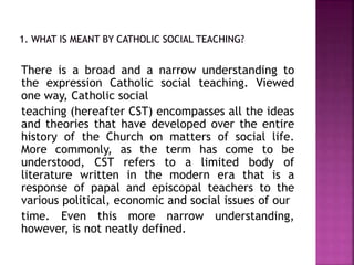 The social teachings of the catholic church | PPTX