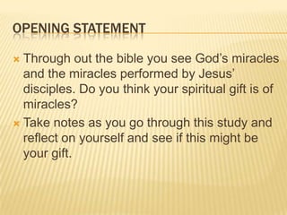 The Spiritual Gift Of Miracles | PPTX