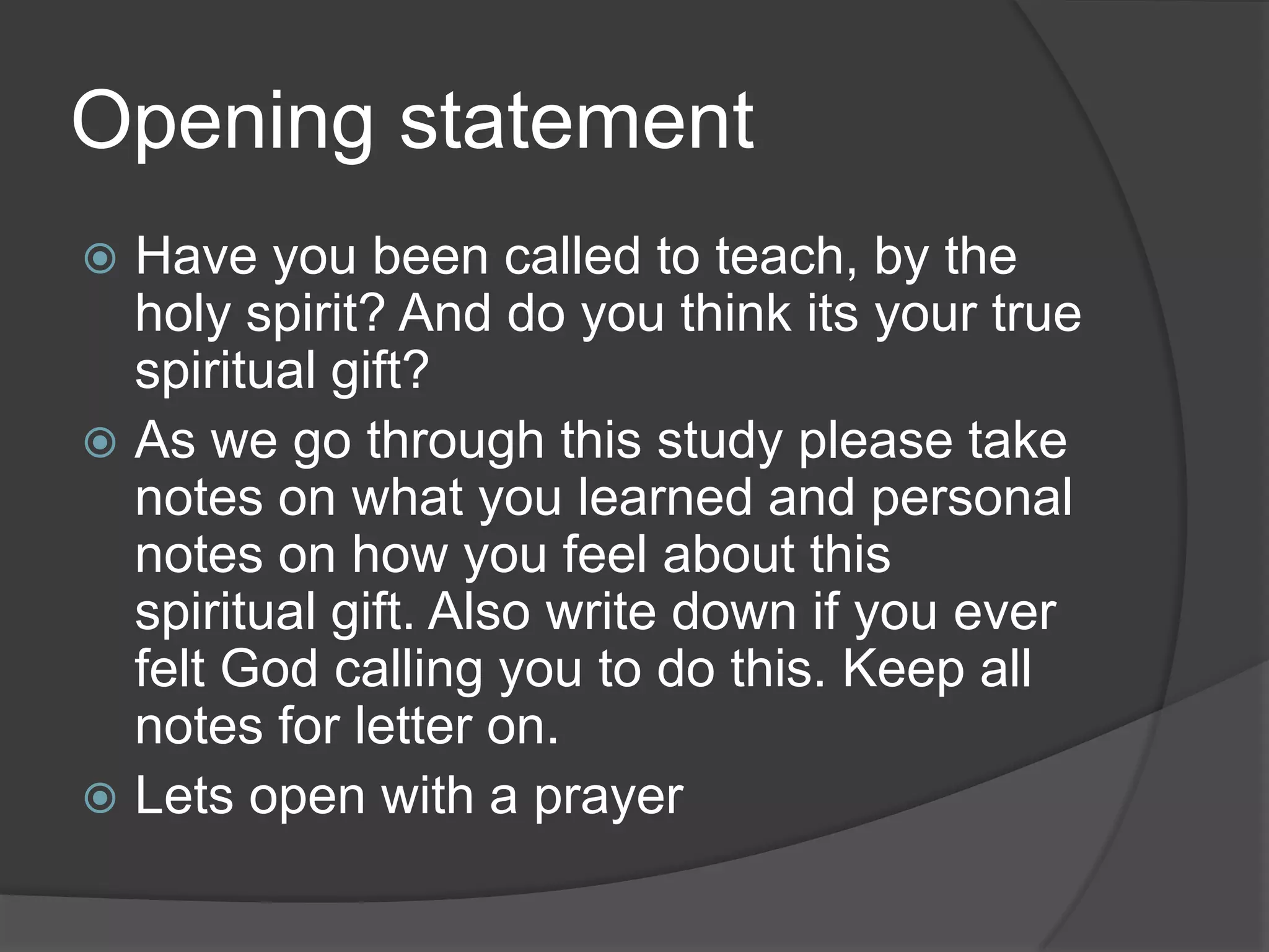 The Spiritual Gift Of Teaching | PPTX