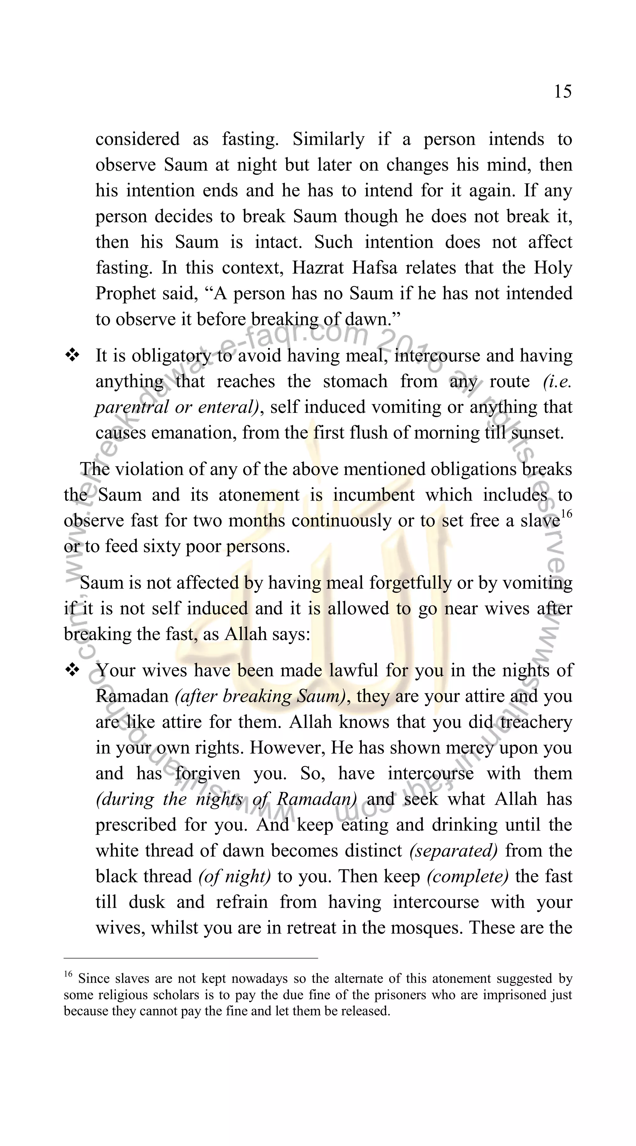 The Spiritual Reality of Saum (Fast) | PDF